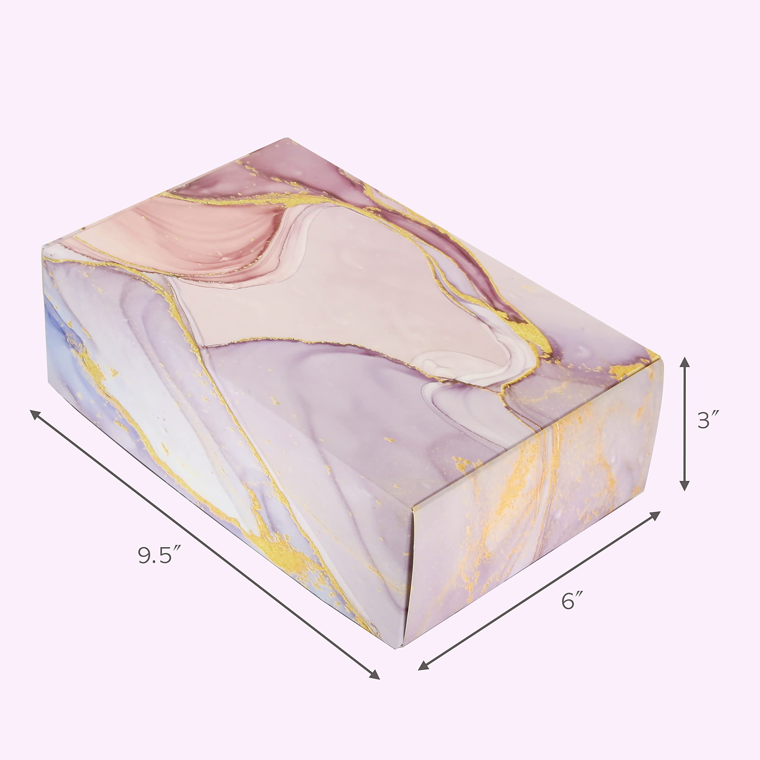 Luxurious Pink Marble & Glitter Gift Box Set (6 Pcs) - Includes 6 Boxes & 6 Cards - 9.5" X 6" X 3" - Perfect for Valentine's Day, Bridesmaid Proposals, Weddings, Baby Showers, Christmas, Anniversaries (Pink)