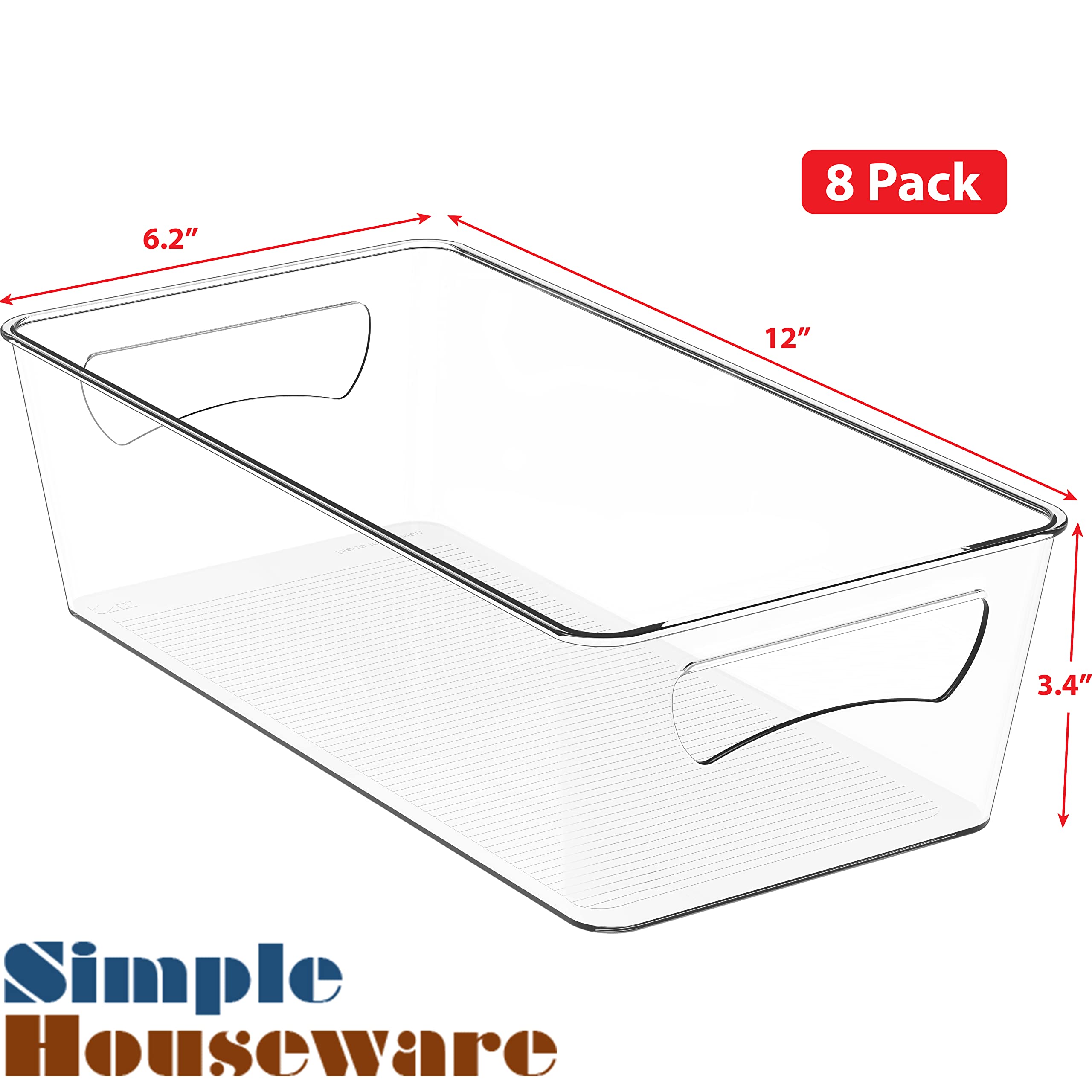 SimpleHouseware Freezer Organizer Storage Bins, Clear, Set of 8