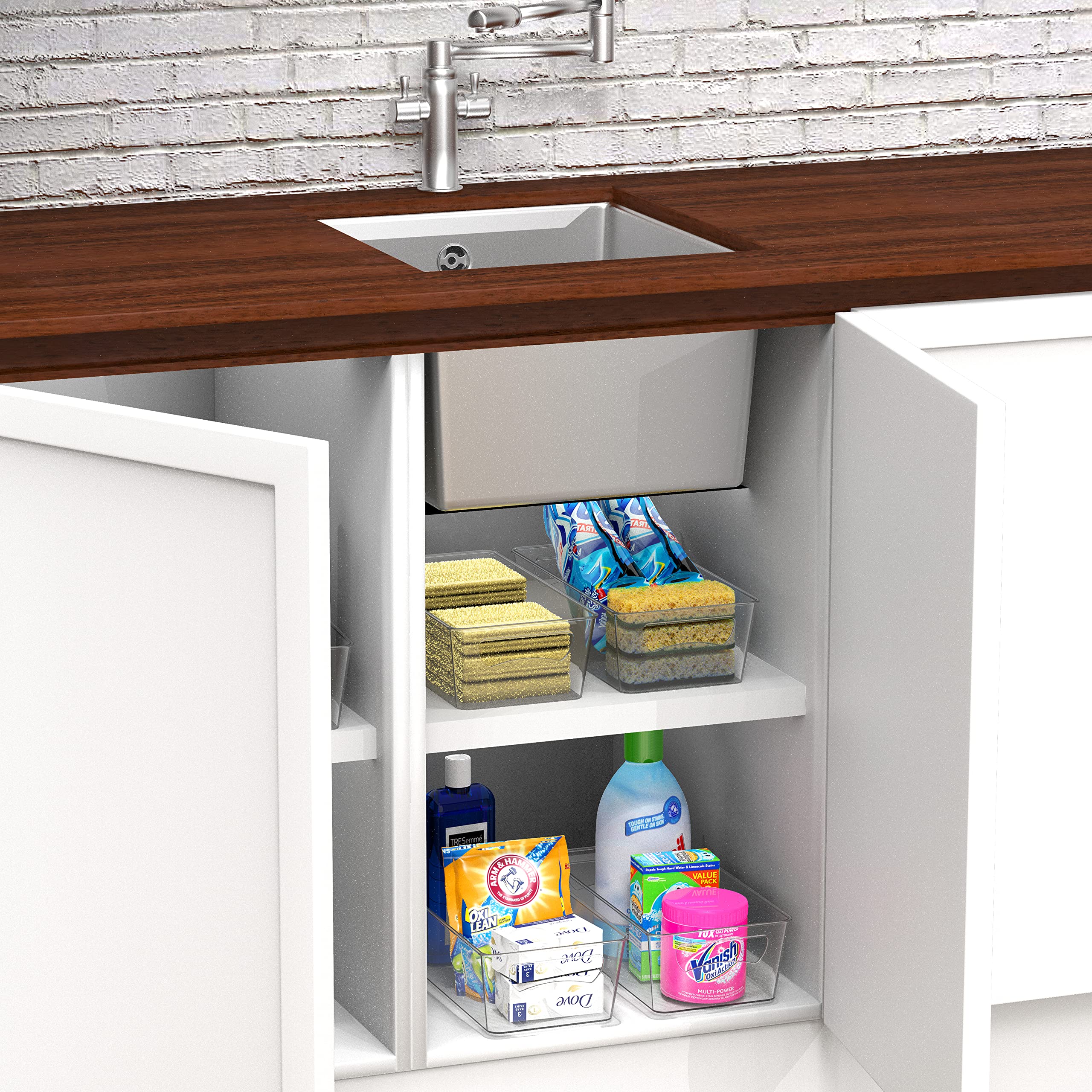 SimpleHouseware Freezer Organizer Storage Bins, Clear, Set of 8