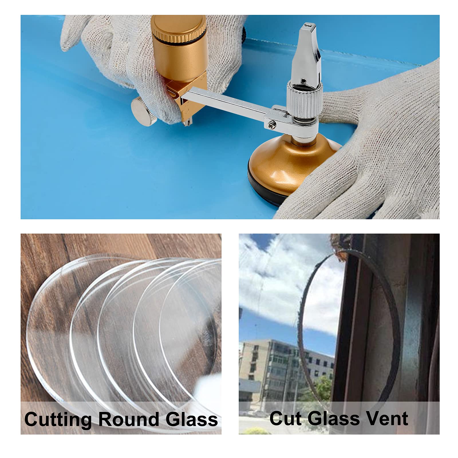 LDEXIN 23.6" (60cm) Circular Glass Cutter with Suction Cup, Adjustable Compasses Type Glass Circle Cutting Tool