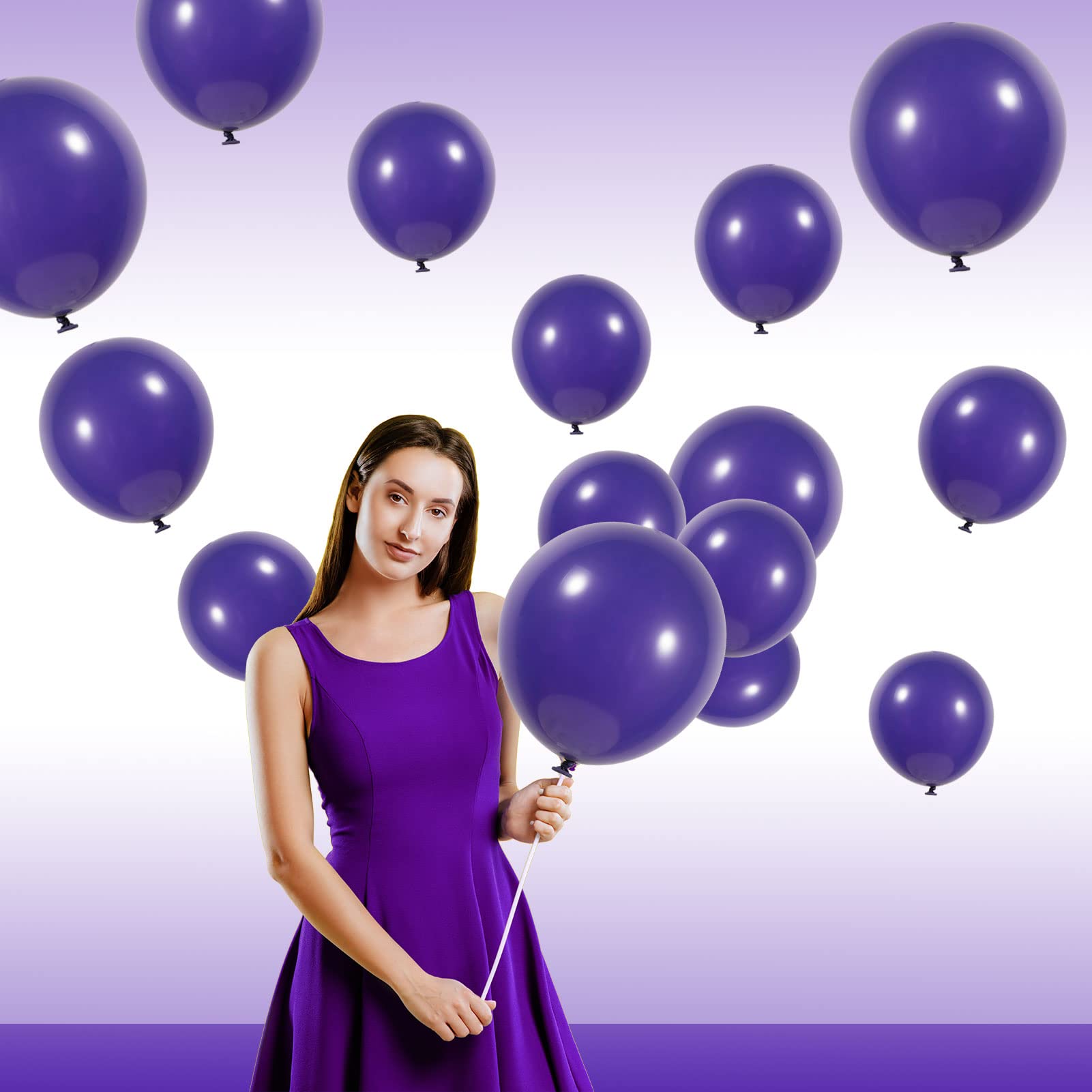 Dark Purple Balloons different sizes 100 Pack 12+10+5 inch Deep Hot Purple Balloon for Wedding Birthday Baby Shower Birthday Party Halloween Decorations