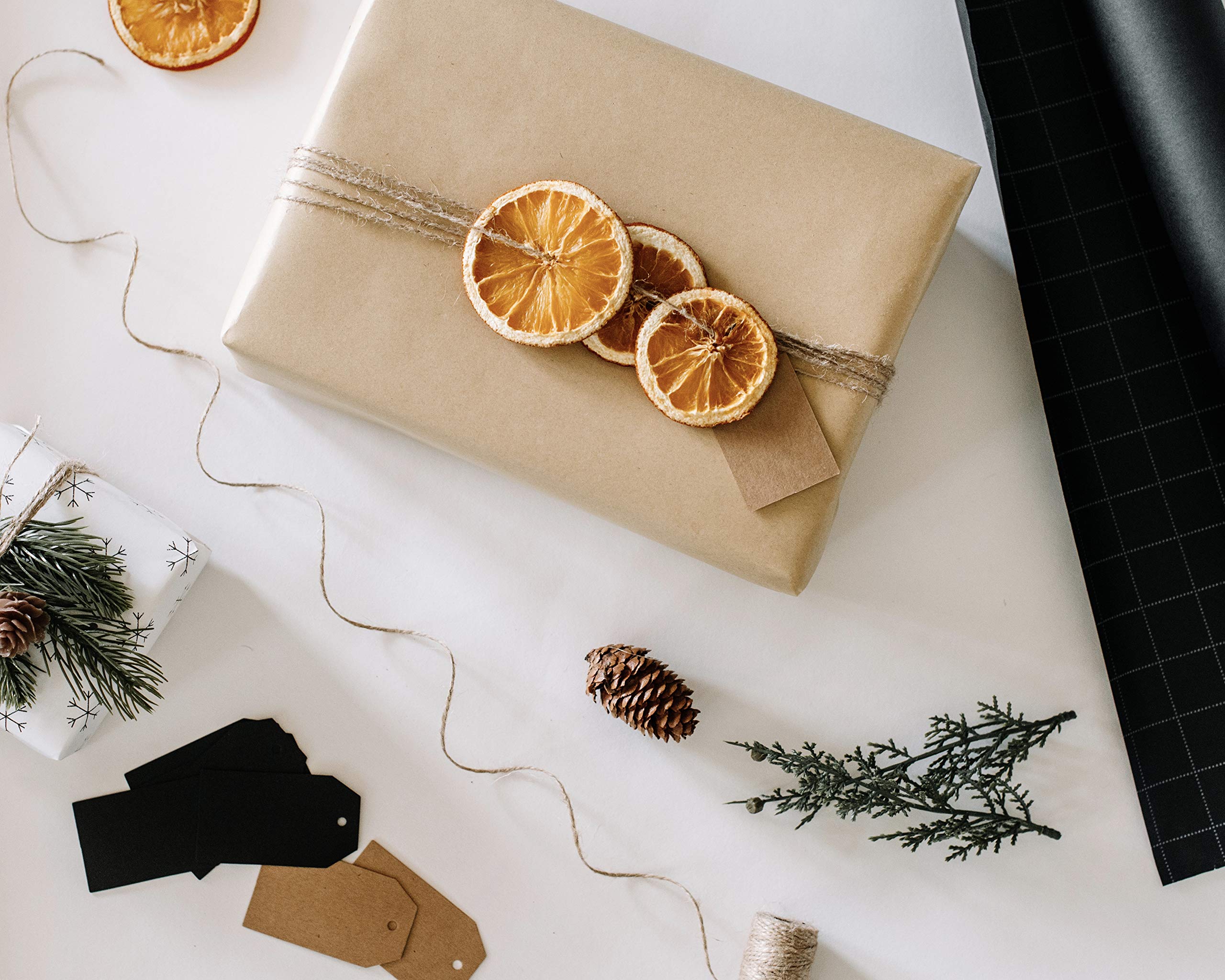 Holiday Kraft Wrapping Paper Set (4 Rolls, 120 sq. ft. Total) Black, White, Brown, Christmas Trees, Snowflakes with Cutting Grid Lines on Back