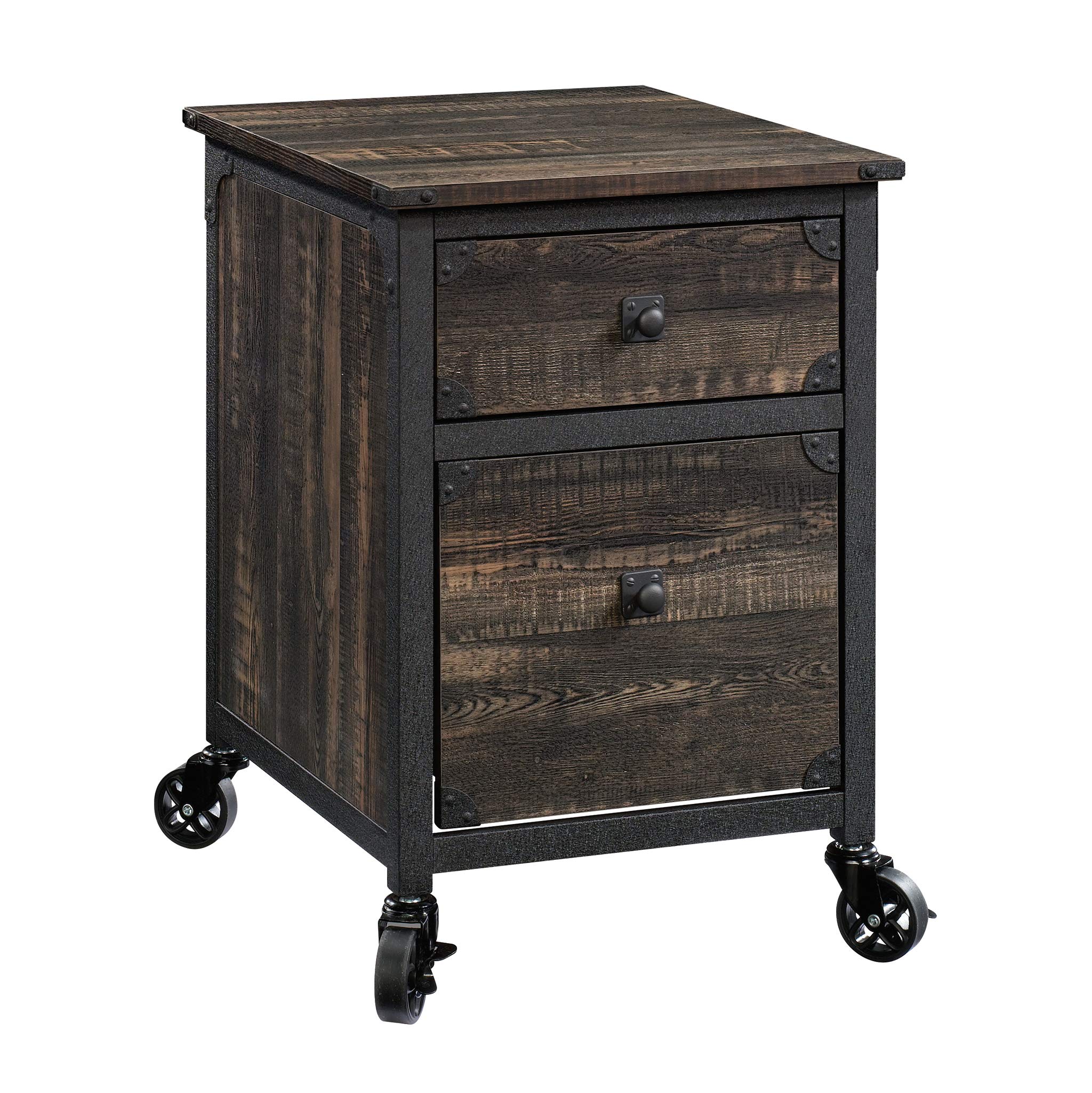 Sauder Steel River File Pedestal, L: 20.87" x W: 23.86" x H: 26.58", Carbon Oak Finish