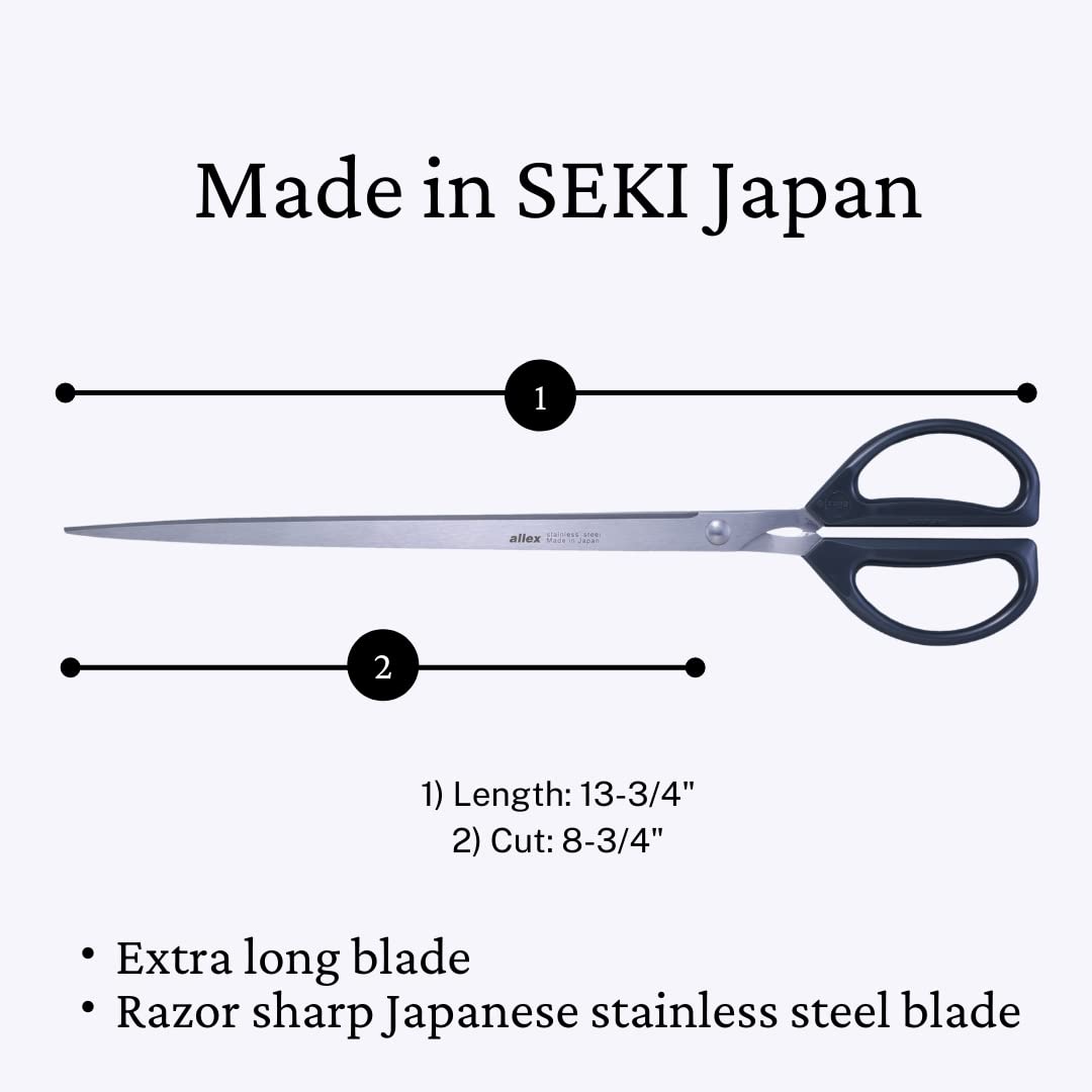 ALLEX Extra Long Scissors 13-3/4" Razor Sharp Japanese Stainless Steel Blade, Giant Scissors for Ribbon Cutting Ceremony & Paper Cutting, Large Scissors Heavy Duty Blade, Made in JAPAN