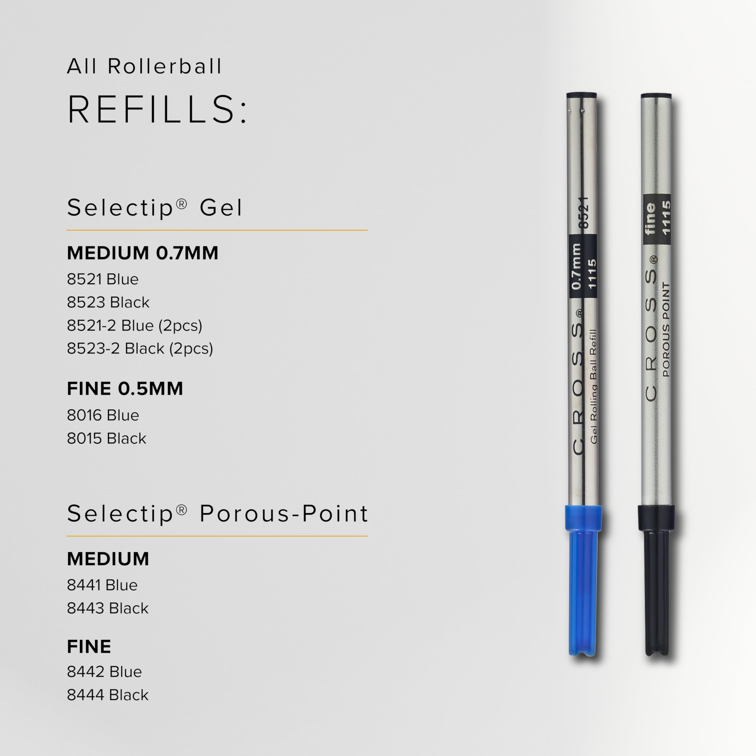 Cross Selectip Gel Rollerball Pen Refill - Blue - Dual Pack