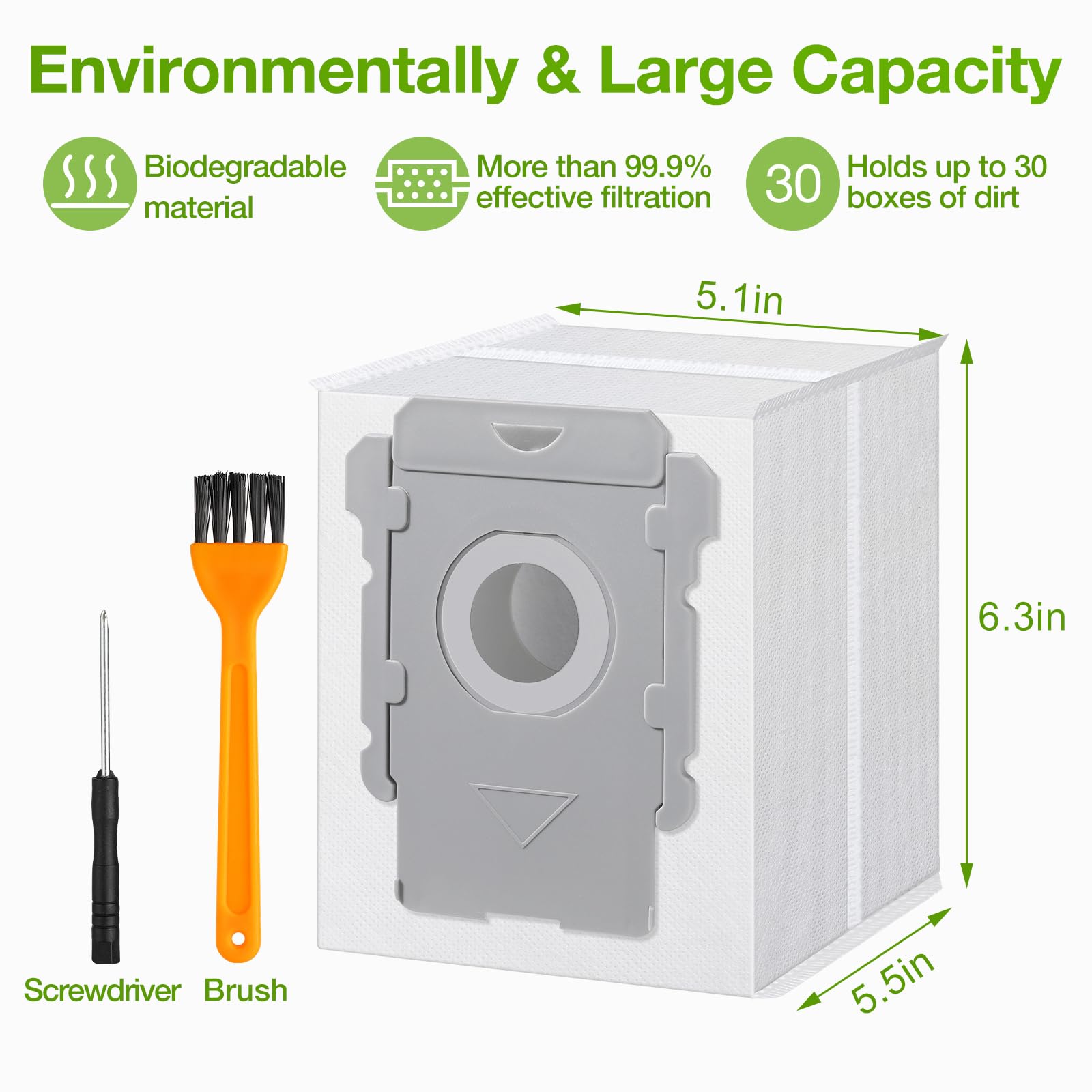 Rowhalf 12 Pack Vacuum Bags, Effective Dust Filtration, Compatible with iRobot Roomba Bags i & s & j Series, Replacement for i3+, i4+, i6+, i7, i7+(7550) j7, j7+i8+, s9+ Automatic Dirt Disposal Bags