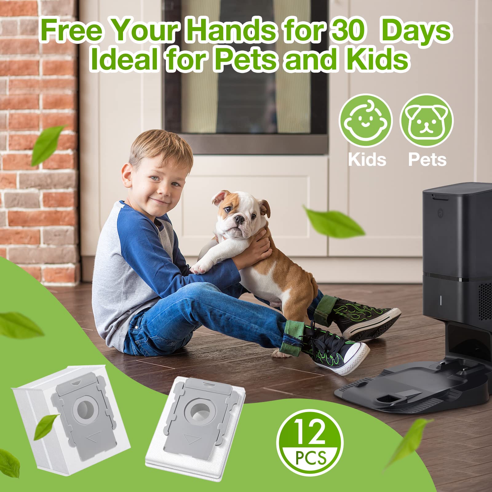 Rowhalf 12 Pack Vacuum Bags, Effective Dust Filtration, Compatible with iRobot Roomba Bags i & s & j Series, Replacement for i3+, i4+, i6+, i7, i7+(7550) j7, j7+i8+, s9+ Automatic Dirt Disposal Bags