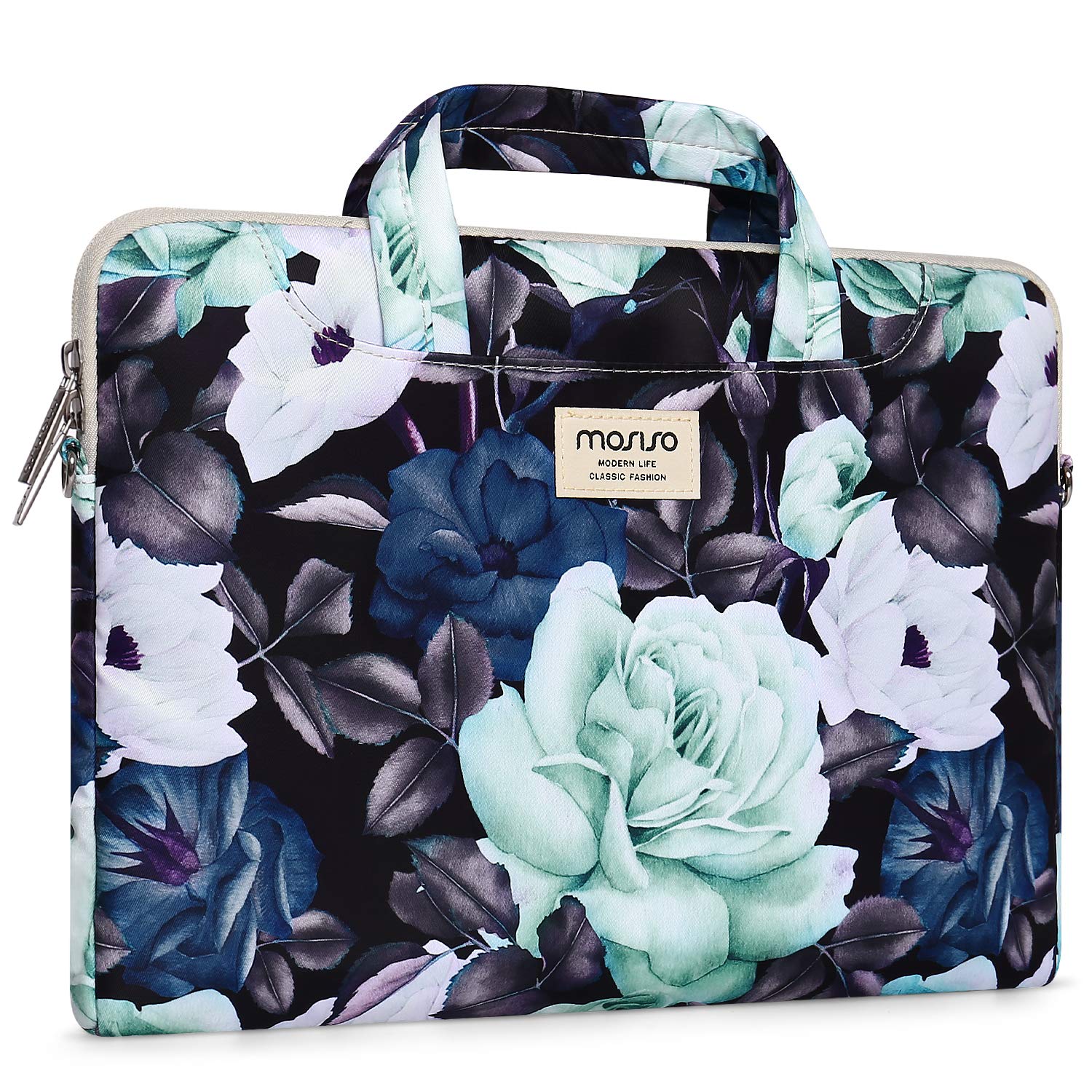 MOSISO Laptop Shoulder Bag Compatible with MacBook Air/Pro,13-13.3 inch Notebook,Compatible with MacBook Pro 14 inch 2023-2021 A2779 M2 A2442 M1, Succulent Briefcase Sleeve Case with Belt
