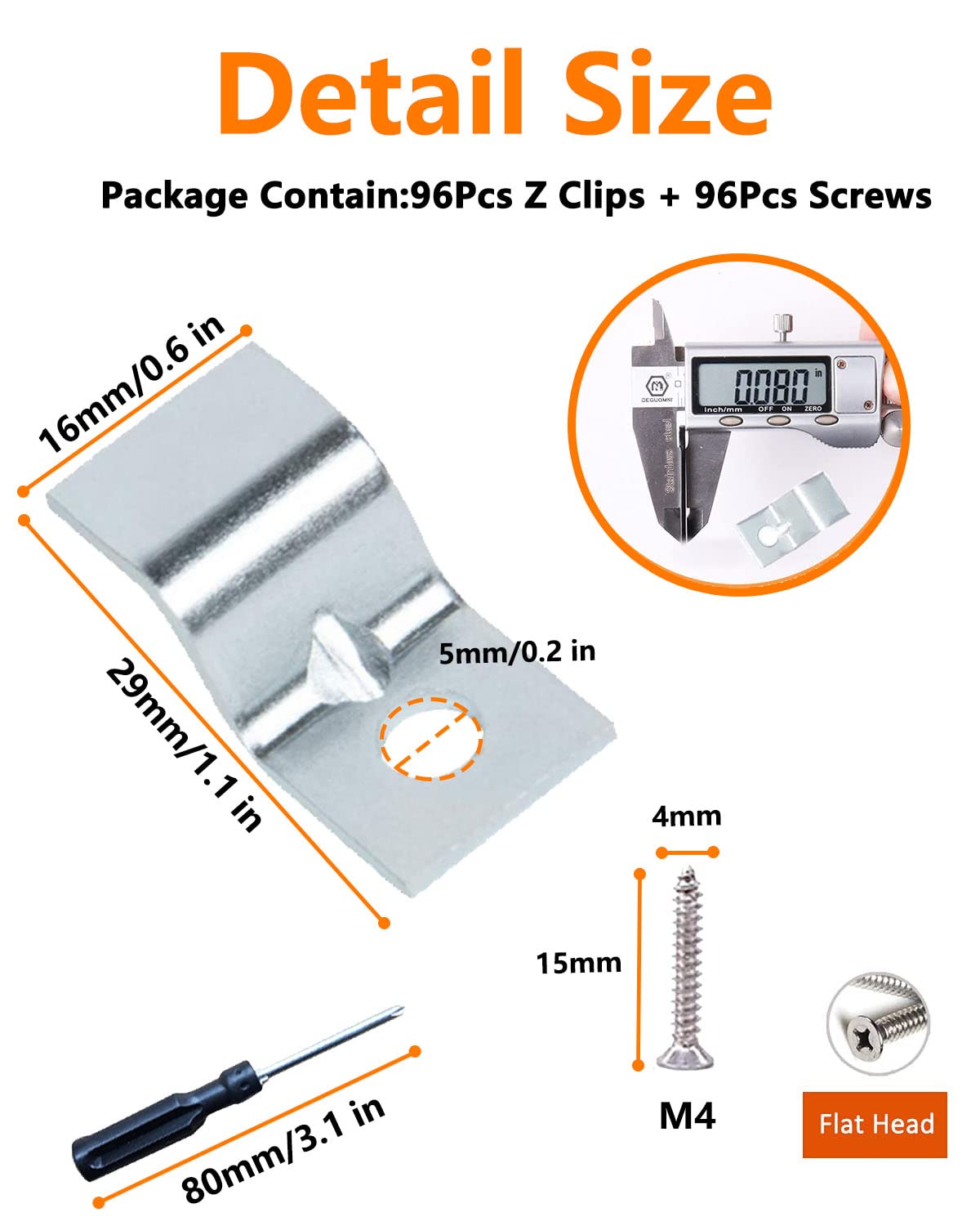 Silver Table Top Fasteners with Screws,Table Top Connectors Z Clips for Table Top Set of 24/48/96 Packs (Include 24/48/96 Clips,24/48/96 Screws) (48)