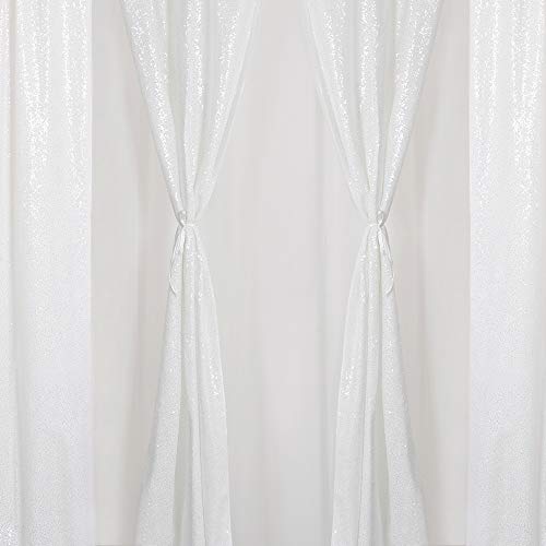 White Sequin Backdrop Curtain 4 Pack 2ft x 8ft Backdrop Birthday Party Backdrop Wedding Ceremony Background