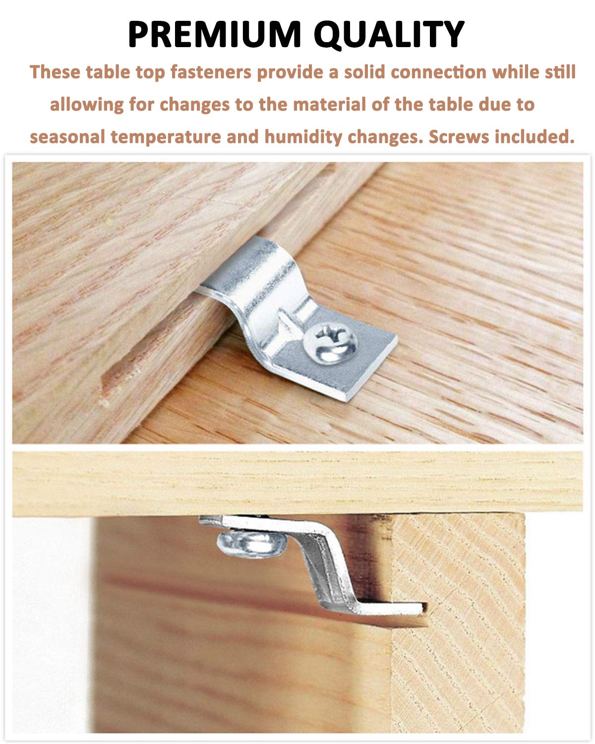 Silver Table Top Fasteners with Screws,Table Top Connectors Z Clips for Table Top Set of 24/48/96 Packs (Include 24/48/96 Clips,24/48/96 Screws) (48)