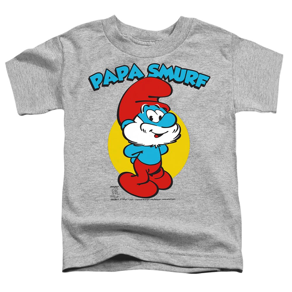 Logovision Smurfs Papa Smurf Unisex Toddler T Shirt,Papa Smurf Athletic Heather,4
