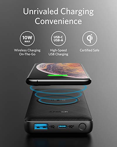 Anker PowerCore III 10K Wireless Portable Charger with Qi-Certified 10W Wireless Charging and 18W USB-C Quick Charge for iPhone 13, 12, Mini, Pro, iPad, AirPods, and More