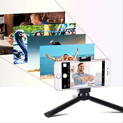 Ruittos Metal Phone Tripod Mount with Remote, Smartphone Tripod Holder and Bluetooth Camera ShutterCell Phone Clip with Hot-Shoe Mount, Compatible with iPhone 13 Pro Max 12 11 X 8 7 Samsung LG Huawei