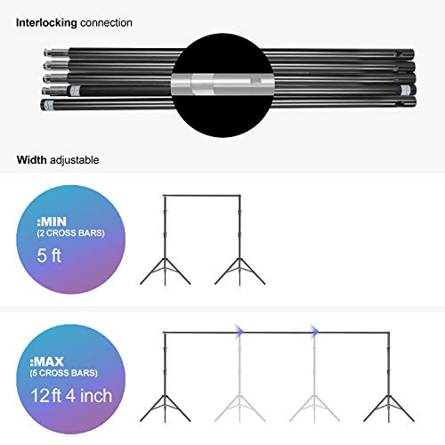 LimoStudio (Heavy Duty) 12.4 ft. Wide x 10 ft. Tall Backdrop Stands, High Stability with 1.45" Thick Pole, Adjustable Width & Length, Background Support System Kit with Super Spring Clamps, AGG1782