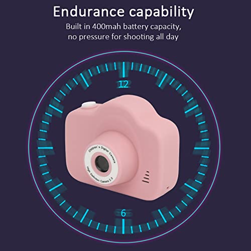 Weiyiroty Child Camera, One Key Video Recording Support MP3 Kids Gift Cartoon Mini Camera 200W Pixels for Kids(Pink)
