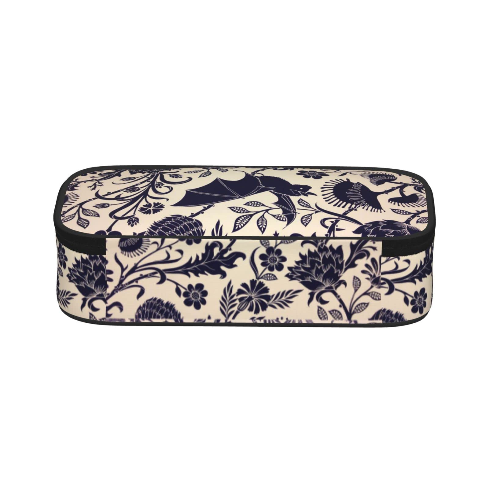 Gocerktr Bat Flower Pencil Case Large Capacity Pen Case Double Zippers Pen Bag Office Stationery Bag Cosmetic Bag with Compartments