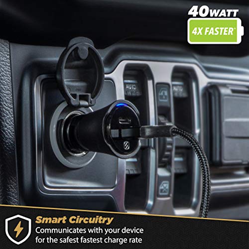 Scosche CPDCC40 PowerVolt 40-Watt Certified USB Type-C Fast Car Charger Power Delivery 3.0 for Standard USB-C Devices, Dual USB-C Charger