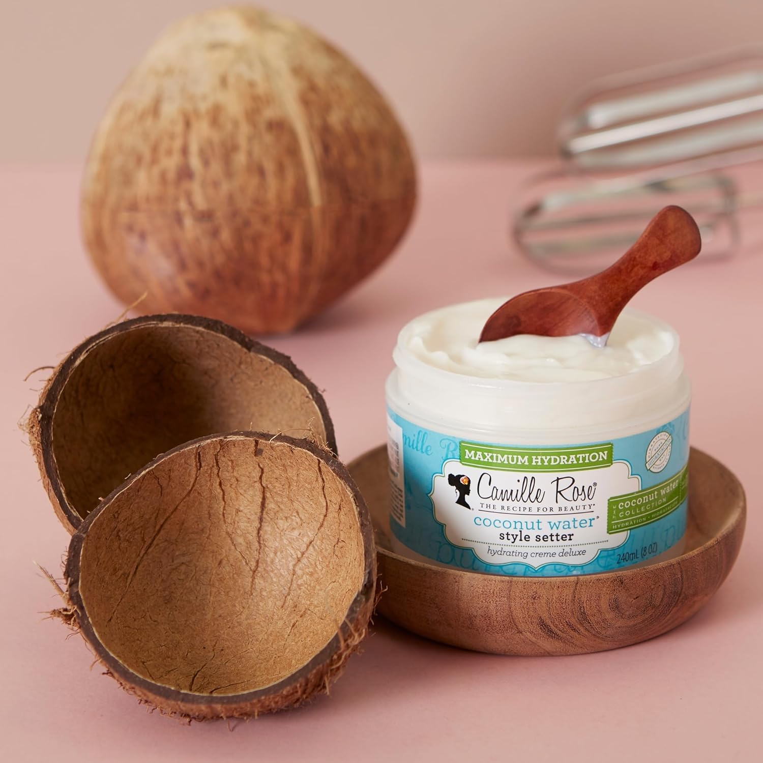 Camille Rose Coconut Water Style Setter, Hydrating Hair Gel for Curly Hair Types, 8 oz