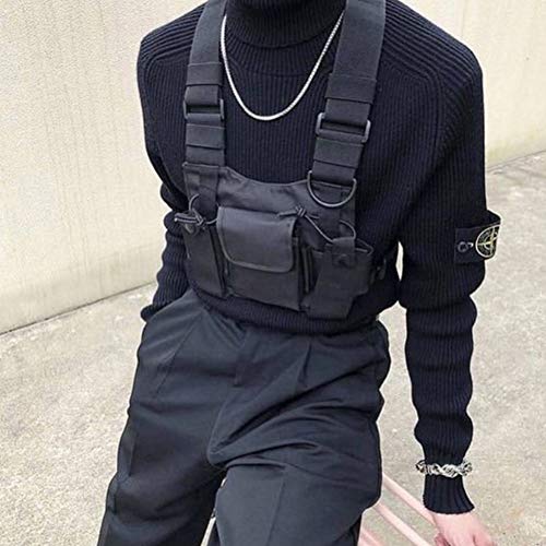 Clakllie Chest Bag Radio Chest Harness Chest Front Pack Pouch Holster Vest Rig Two Way Radio Walkie Talkie Chest Pack,Black