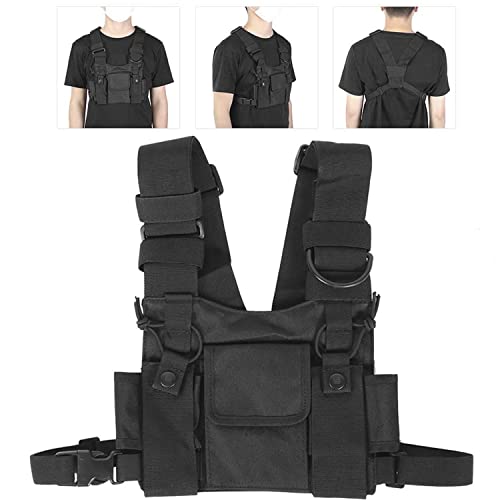 Clakllie Chest Bag Radio Chest Harness Chest Front Pack Pouch Holster Vest Rig Two Way Radio Walkie Talkie Chest Pack,Black
