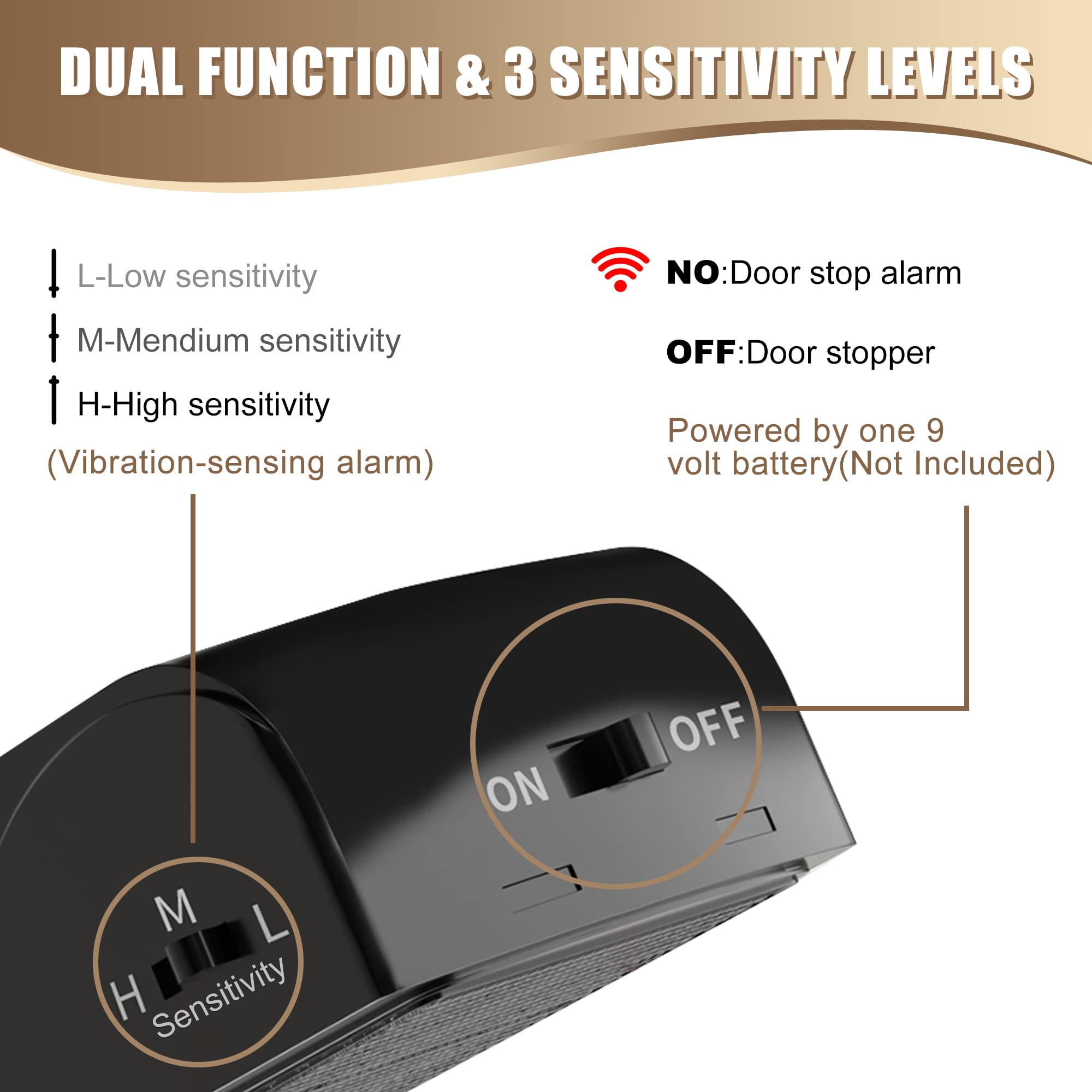 AceMining Portable Door Lock & 2 Pack Black Door Stop Alarm