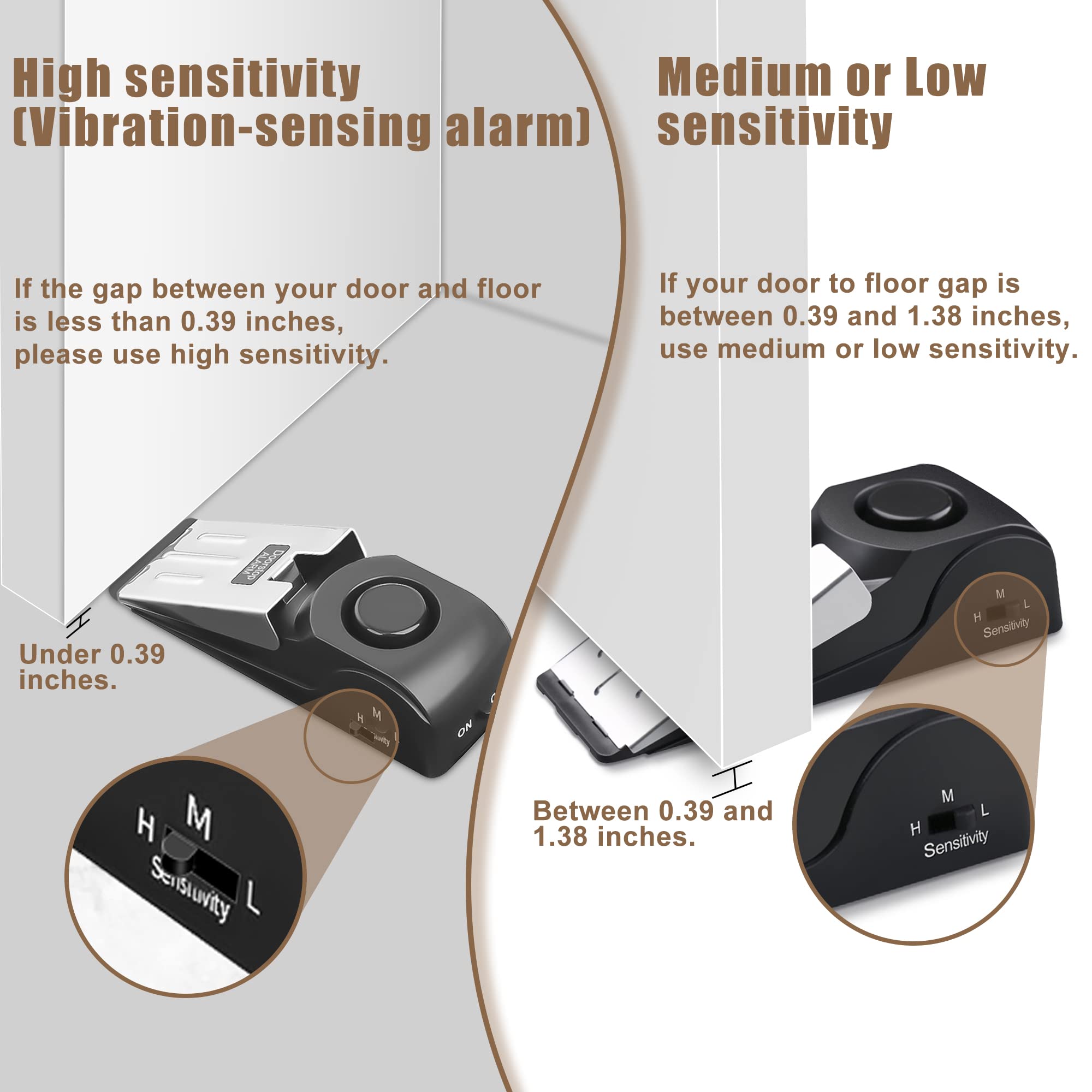 AceMining Portable Door Lock & 2 Pack Black Door Stop Alarm