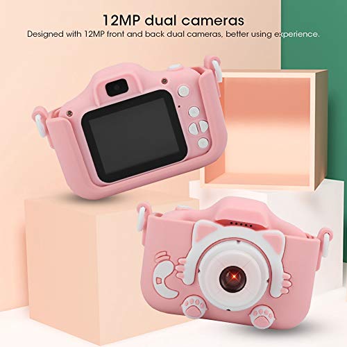 PUSOKEI Kids Camera for Girl, 12MP Digital Video Camera with 2.0in IPS Screen, Kids Digital Camera with Double Camera, Kids Camera for Girls(Green)