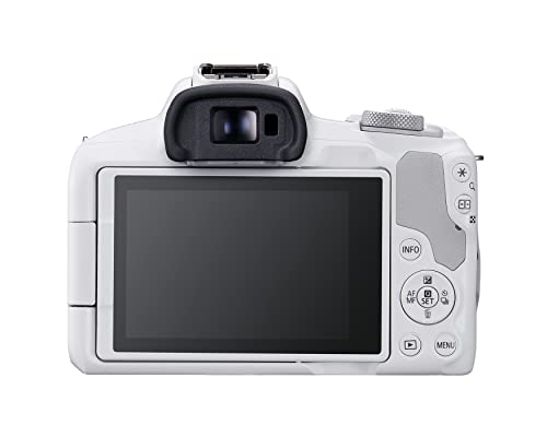 Canon EOS R50 Mirrorless Vlogging Camera (Body Only/White), RF Mount, 24.2 MP, 4K Video, DIGIC X Image Processor, Subject Detection & Tracking, Compact, Smartphone Connection, Content Creator