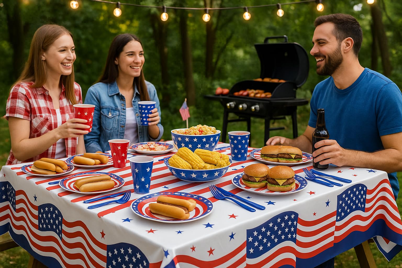 Oojami Stars and Stripe Patriotic Party Table Cover 108x54 Inches Pack of 3