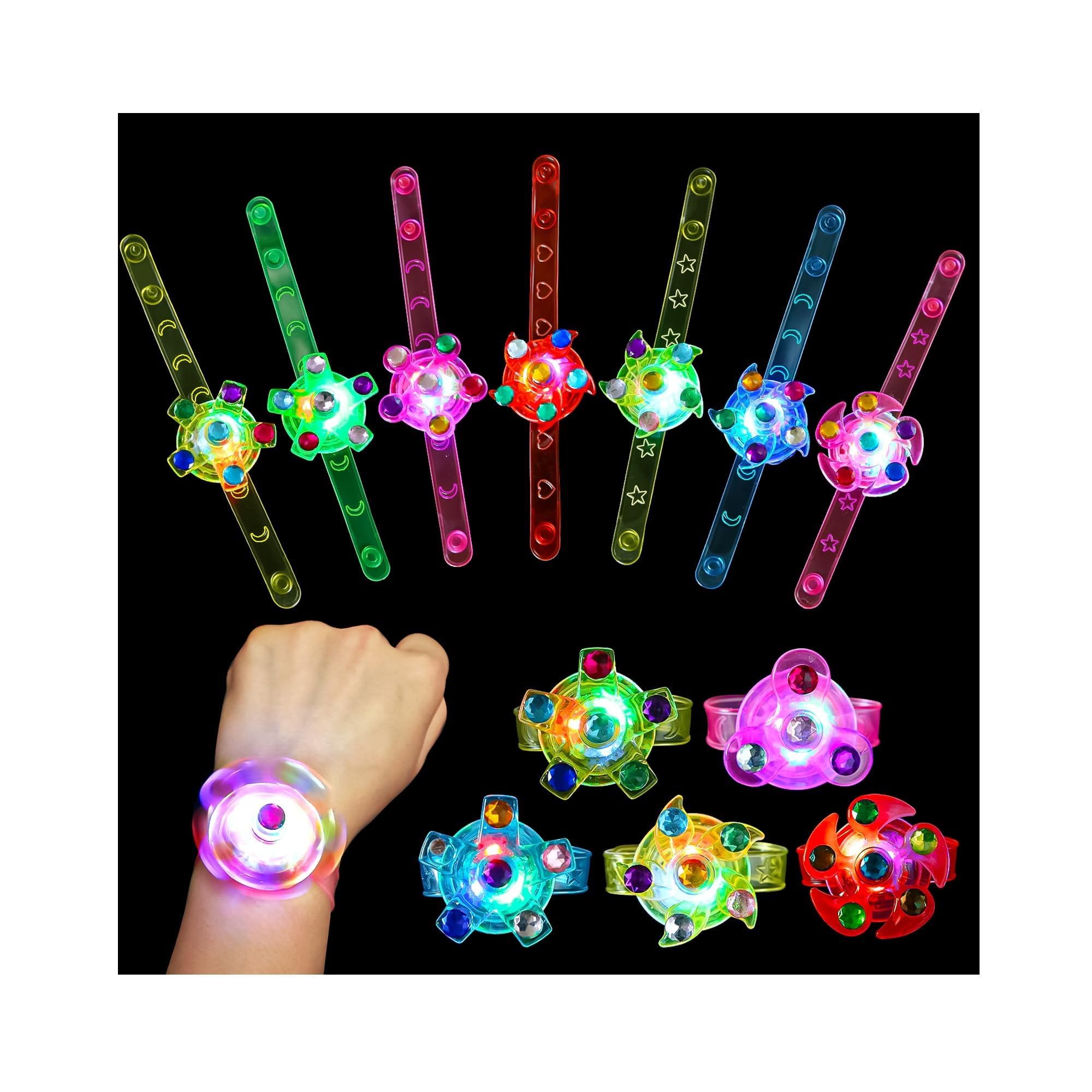 WELLVO LED Light Up Bracelets Party Favors for Kids 4-8 8-12, 14 Pack Goodie Bag Stuffers Glow in The Dark Party Supplies Pinata Prizes Return Gifts for Kids Birthday Christmas Valentines Party Favors