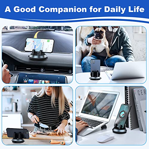 MEIDI [Double Suction] Dashboard Phone Holder, Car Phone Holder Mount, Removable Car Cell Phone Cradle, Rotatable Desk Phone Holder for Car, Compatible with All Smart Phones (Black)