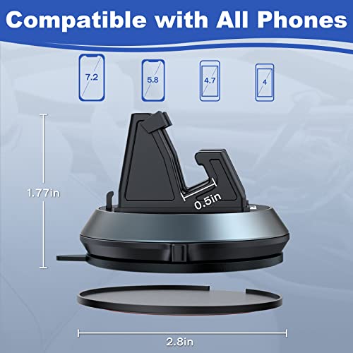 MEIDI [Double Suction] Dashboard Phone Holder, Car Phone Holder Mount, Removable Car Cell Phone Cradle, Rotatable Desk Phone Holder for Car, Compatible with All Smart Phones (Black)