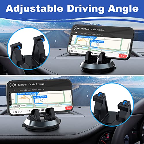 MEIDI [Double Suction] Dashboard Phone Holder, Car Phone Holder Mount, Removable Car Cell Phone Cradle, Rotatable Desk Phone Holder for Car, Compatible with All Smart Phones (Black)