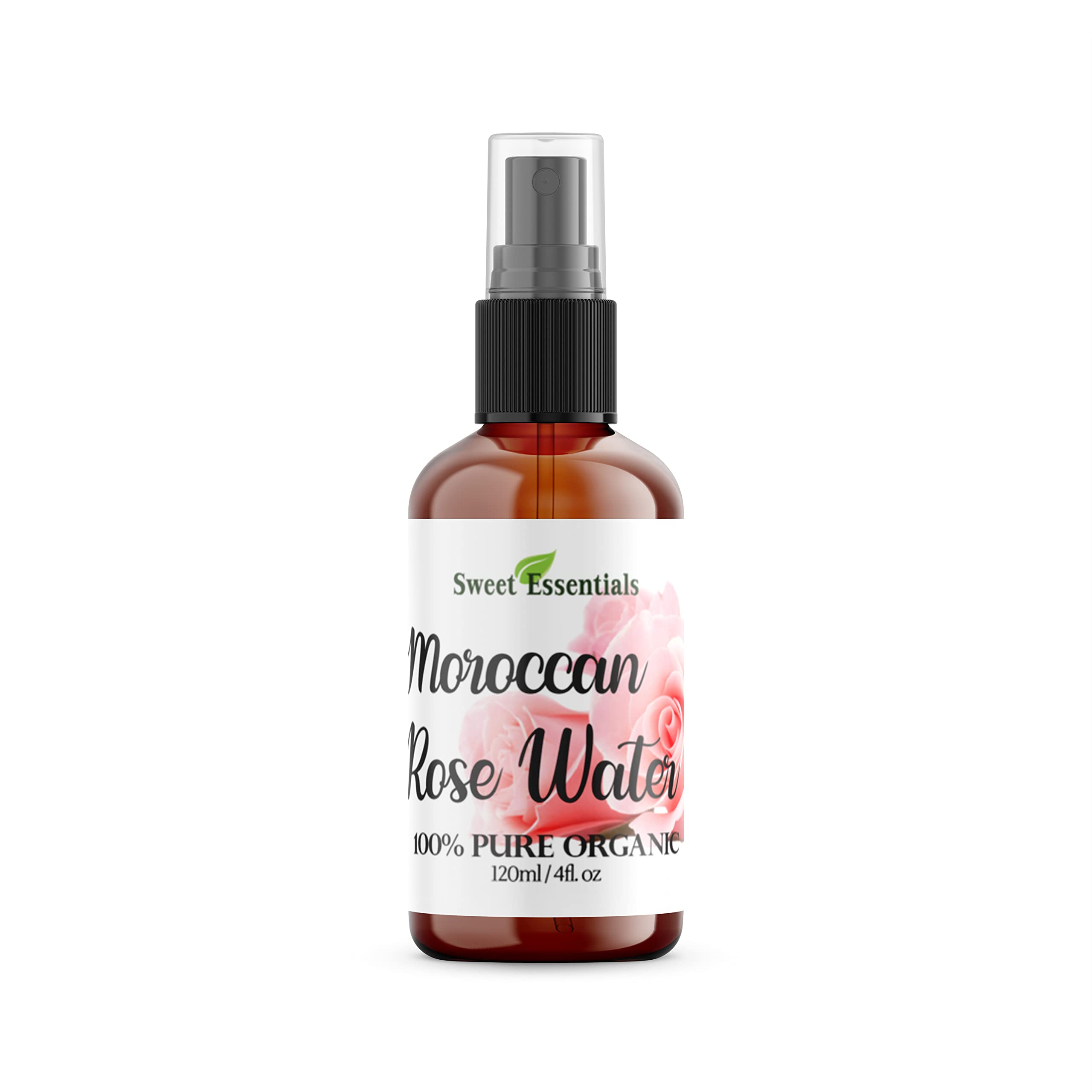 Premium Organic Moroccan Rose Water - 4oz W/Sprayer - Imported From Morocco - 100% Pure (Food Grade) No Oils or Alcohol - Rich in Vitamin A & C Perfect for Hydrating & Rejuvenating Your Face & Neck