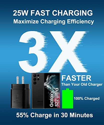 Samsung 25W Super Fast Charger Kit,PD USB C Charger Fast Charging Block/Car Adapter with 2X C to C Cord(5ft) for Samsung Galaxy S23/S22/S21/S20/Plus/Ultra/Note 20/Z Fold 3
