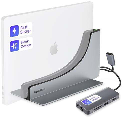 Ascrono Dock Adapter Bundle for 13" 15" 16" MacBook Pro - Docking Station - Dual Monitor 4K HDMI - Mac Docking Station Hub with Two Thunderbolt 4 USB-C Ports (for Models 2016-2020 with Touch Bar)
