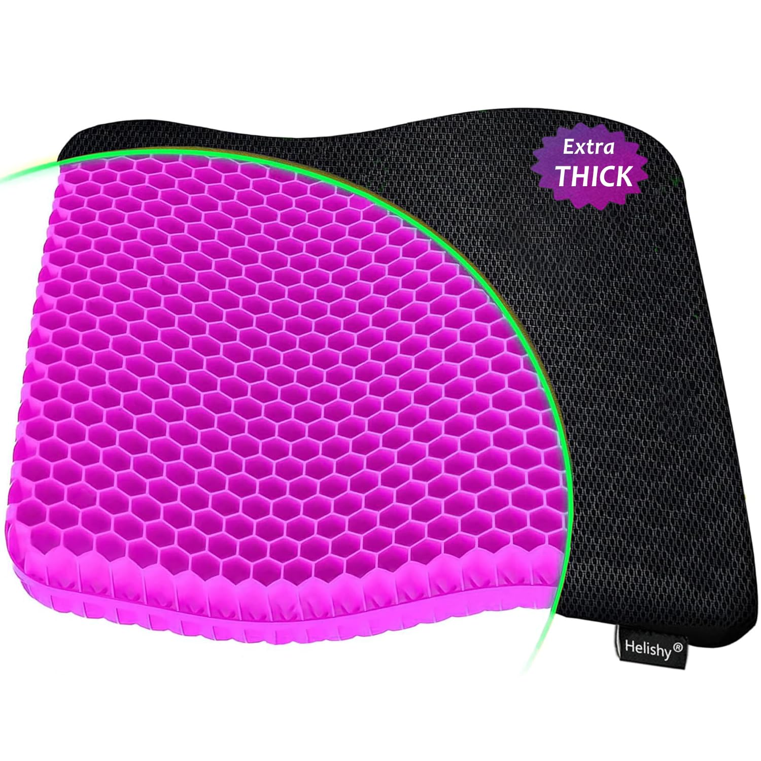 Gel Seat Cushion, Egg Seat Cushion for Tailbone, Back, Sciatica Pain Relief - Gel Enhanced Seat Cushion Chair Pads Wiht Non-Slip Cover for Office Home Chair Car Seat Wheelchair (Extra Thick, Voilet)