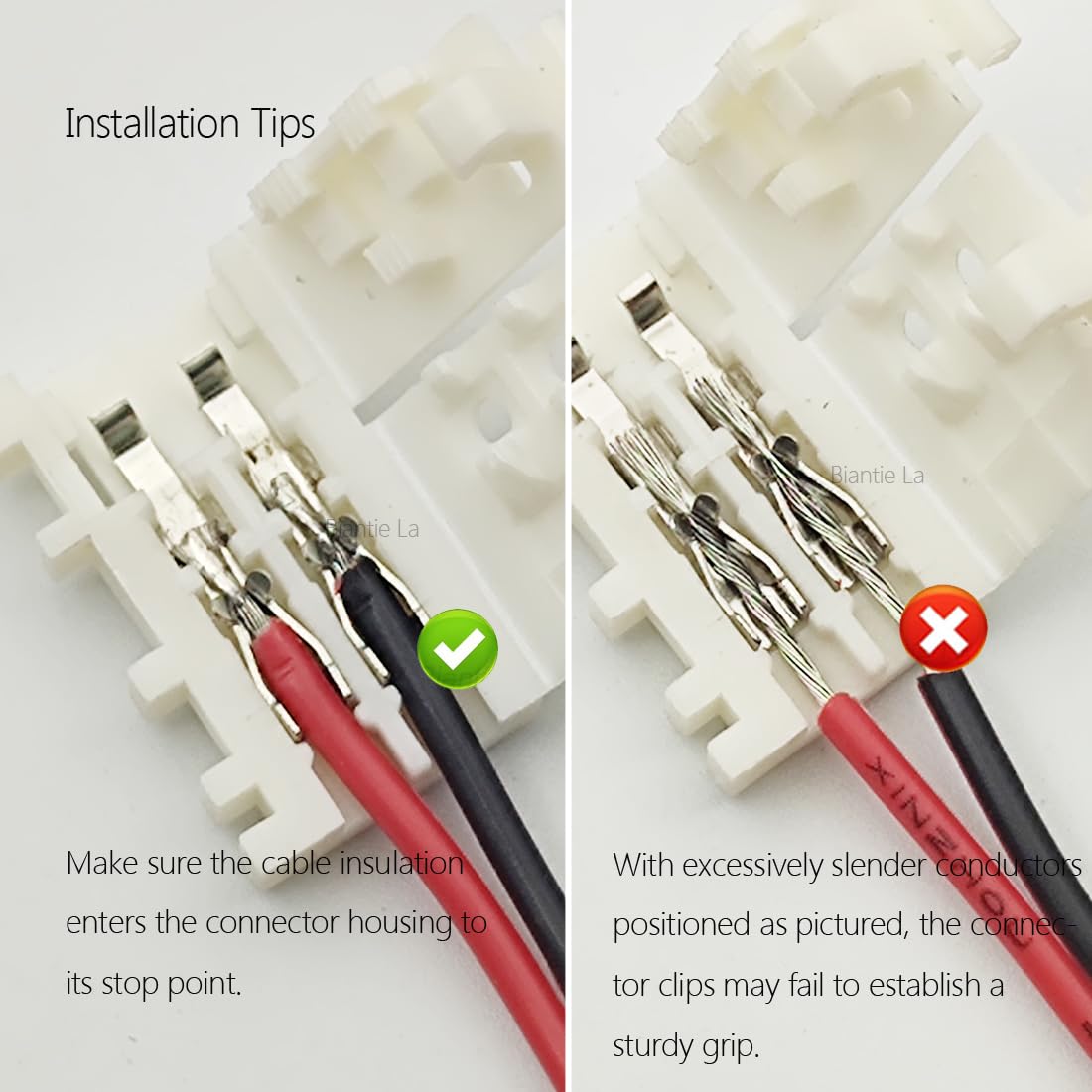 Biantie La 3528 2835 2 Pin 8mm LED Strip Connector Unwired Clips - DIY Strip to Wire Quick Solderless Connection for 12v 24v Single Color Led Strip Lights (Pack of 10)