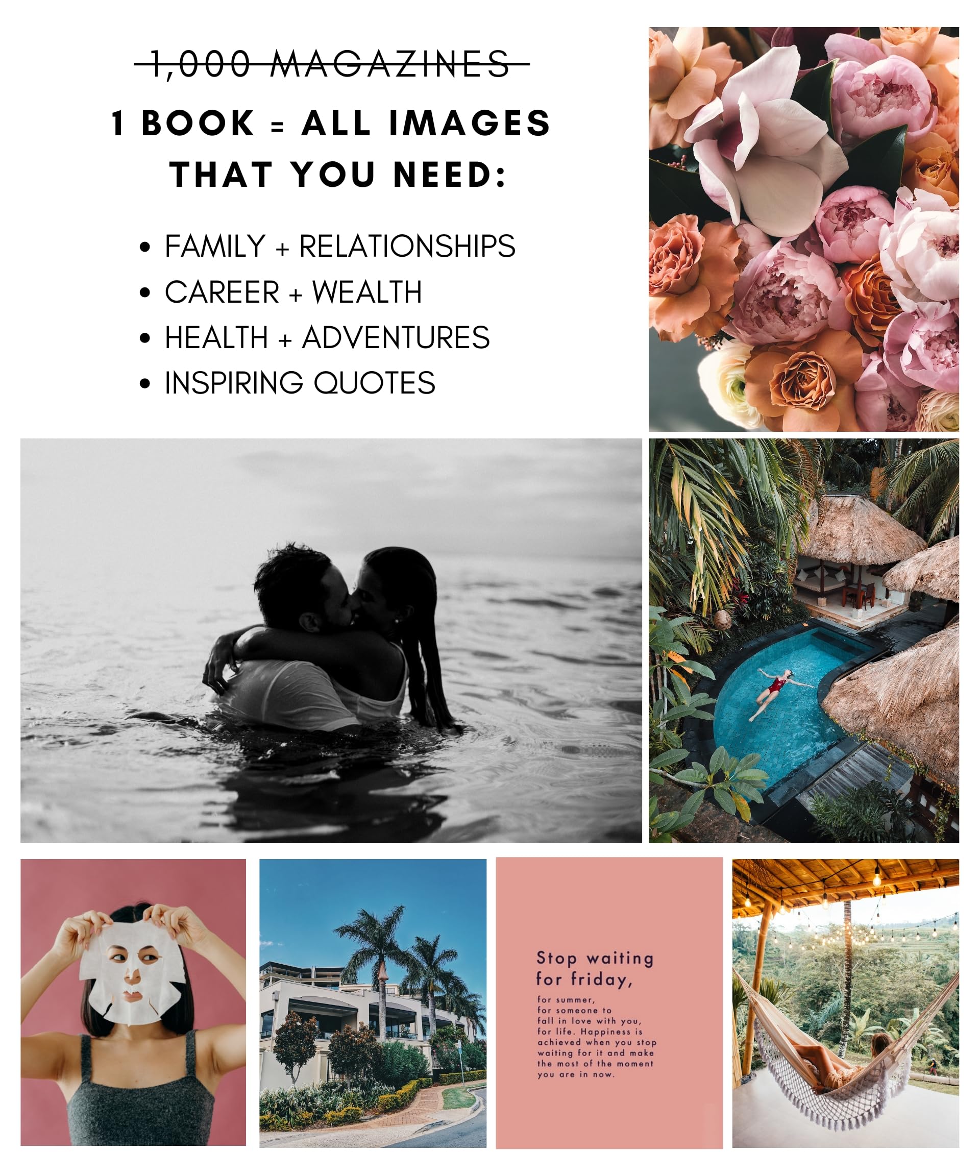 Vision Board Book 2.0 - 800+ New and Improved Vision Board Pictures and Quotes for Vision Board Kit, Visualize, Inspire and Create Life Goals, Magazine for Vision Board Clip Art and Collage Book