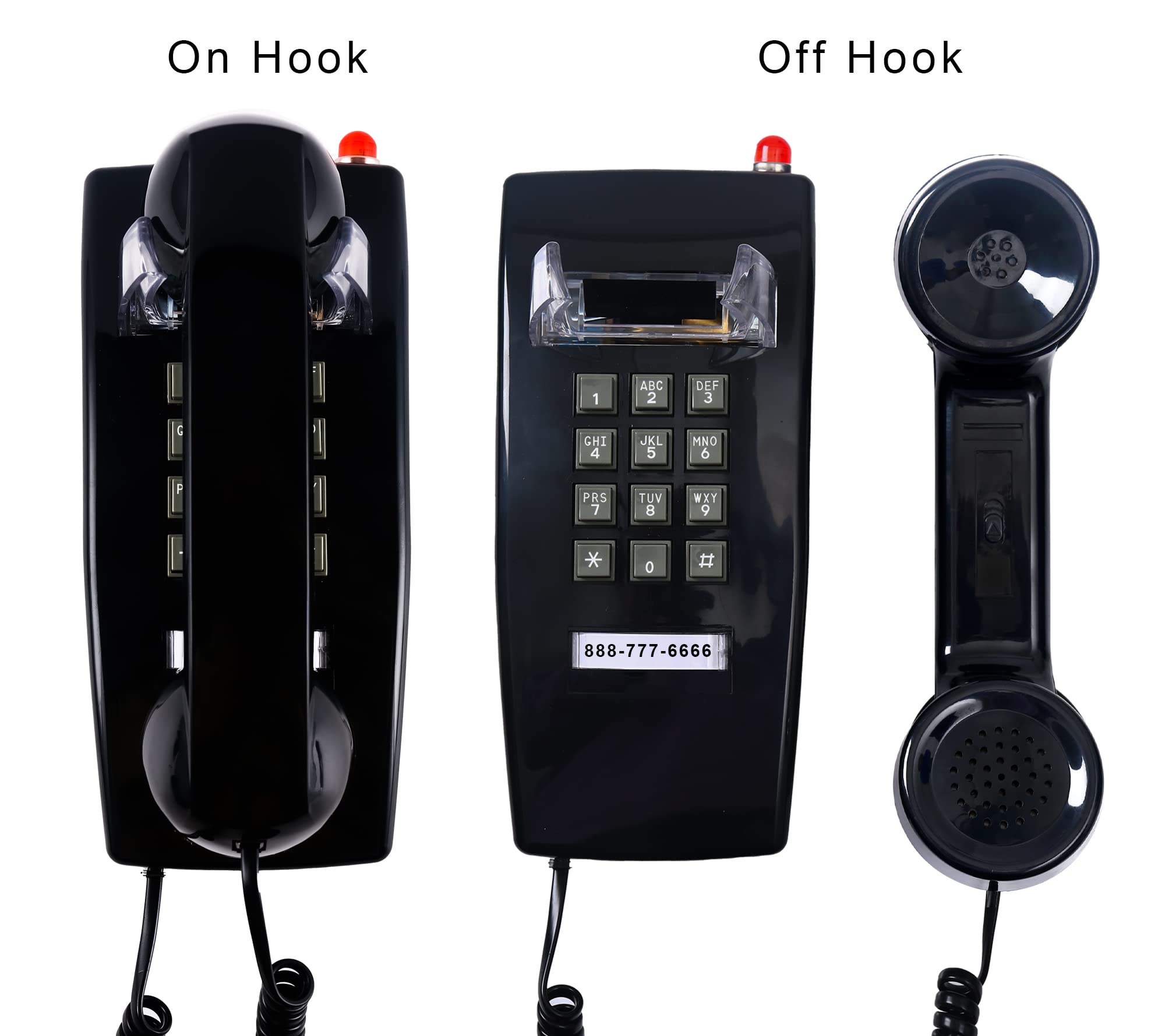 Classic Wall Phone for Landline with Mechanical Ringing, Single Line 2554 Wall Telephone with Indicator, Retro Wall Mounted Phone Waterproof, Old Wall Mount Phone for Kitchen,Home, Black