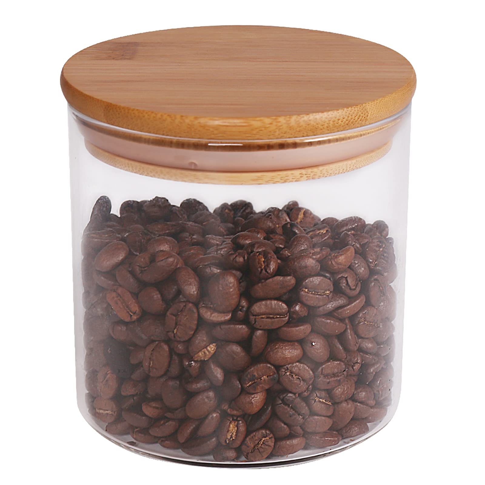 Food Storage Jar, 18.6 FL OZ (550 ML), [Thickened Version] 77L Glass Food Storage Jar with Airtight Seal Bamboo Lid - Modern Design Clear Food Storage Canister for Serving Tea, Coffee, Spice and More