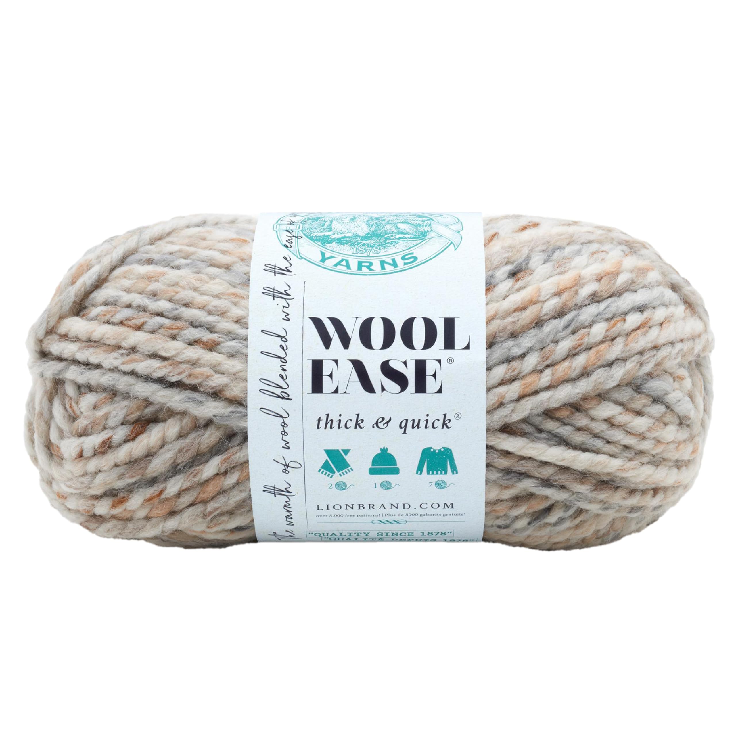 Lion Brand Yarn Wool-Ease Thick & Quick Yarn, Soft and Bulky Yarn for Knitting, Crocheting, and Crafting, 1 Skein, Fossil