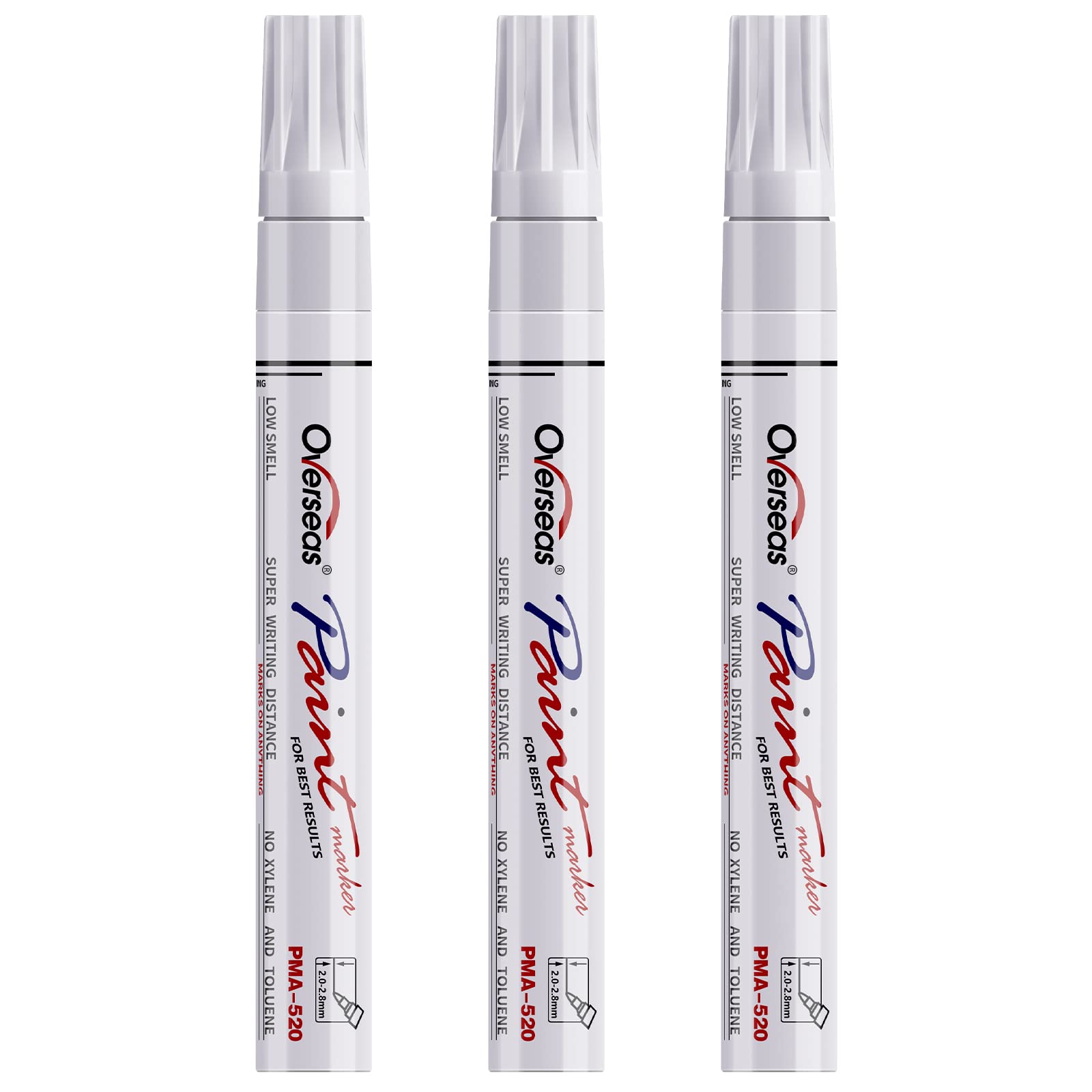 Permanent Paint Markers Pens - 3 Pack White Oil Based Paint Pens, Medium Tip, Quick Drying and Waterproof Marker Pen for Metal, Rock, Wood, Fabric, Plastic, Canvas, Mugs, Stone, Glass