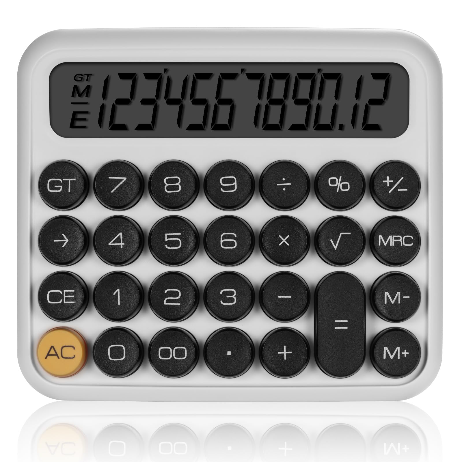 GUDTEKE Mechanical Switch Calculator, Pink Calculator Cute 12 Digit Large LCD Display Big Button Calculator Clear Standard for Daily and Basic Office,Automatic Sleep,with Battery