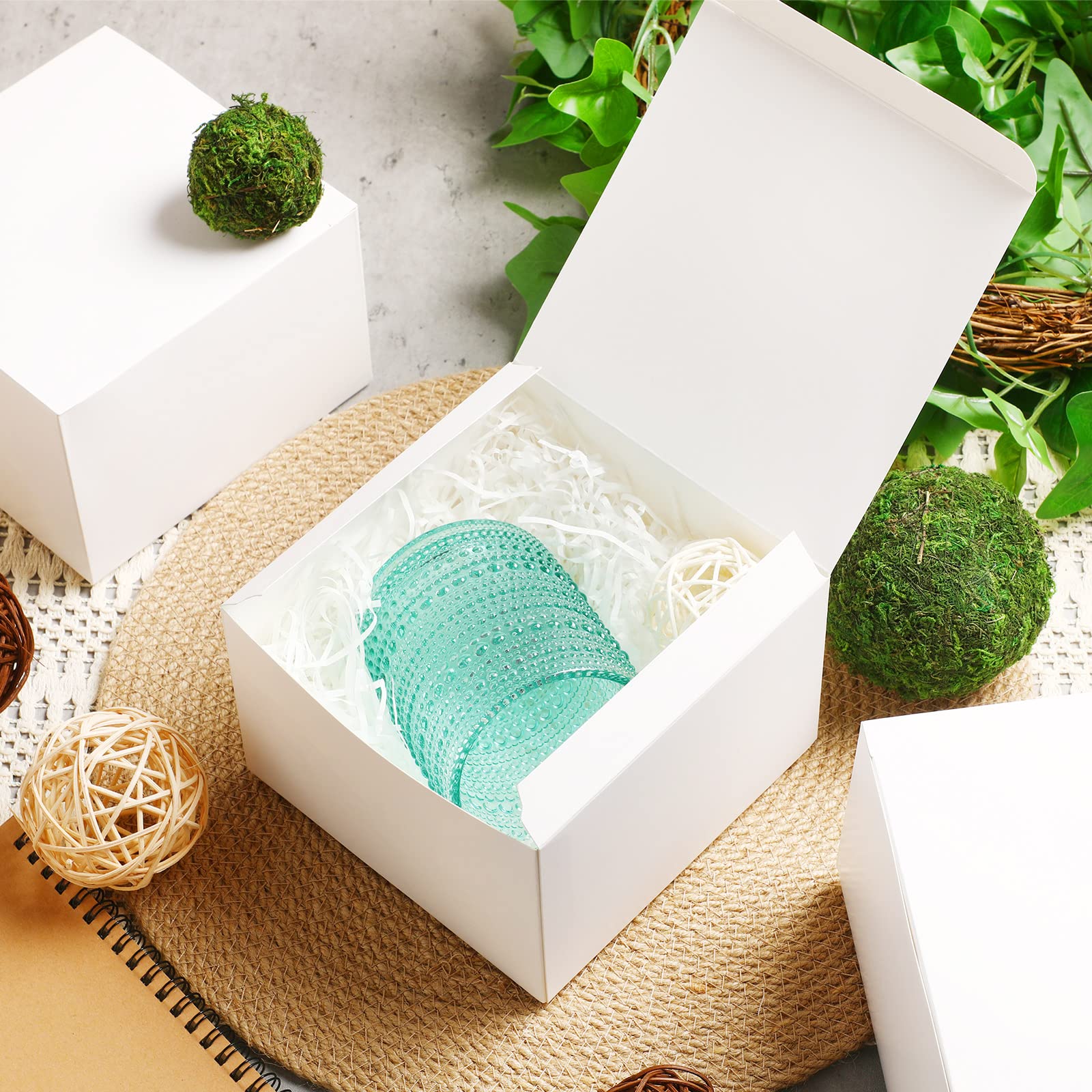 100 Pcs 6 x 6 x 4 Inch Small Gift Boxes with Lids Bridesmaid Proposal Box Assemble Gift Wrap Boxes Square White Box for Gifts, Candles, Party Favor, Wedding Birthday Party Supplies