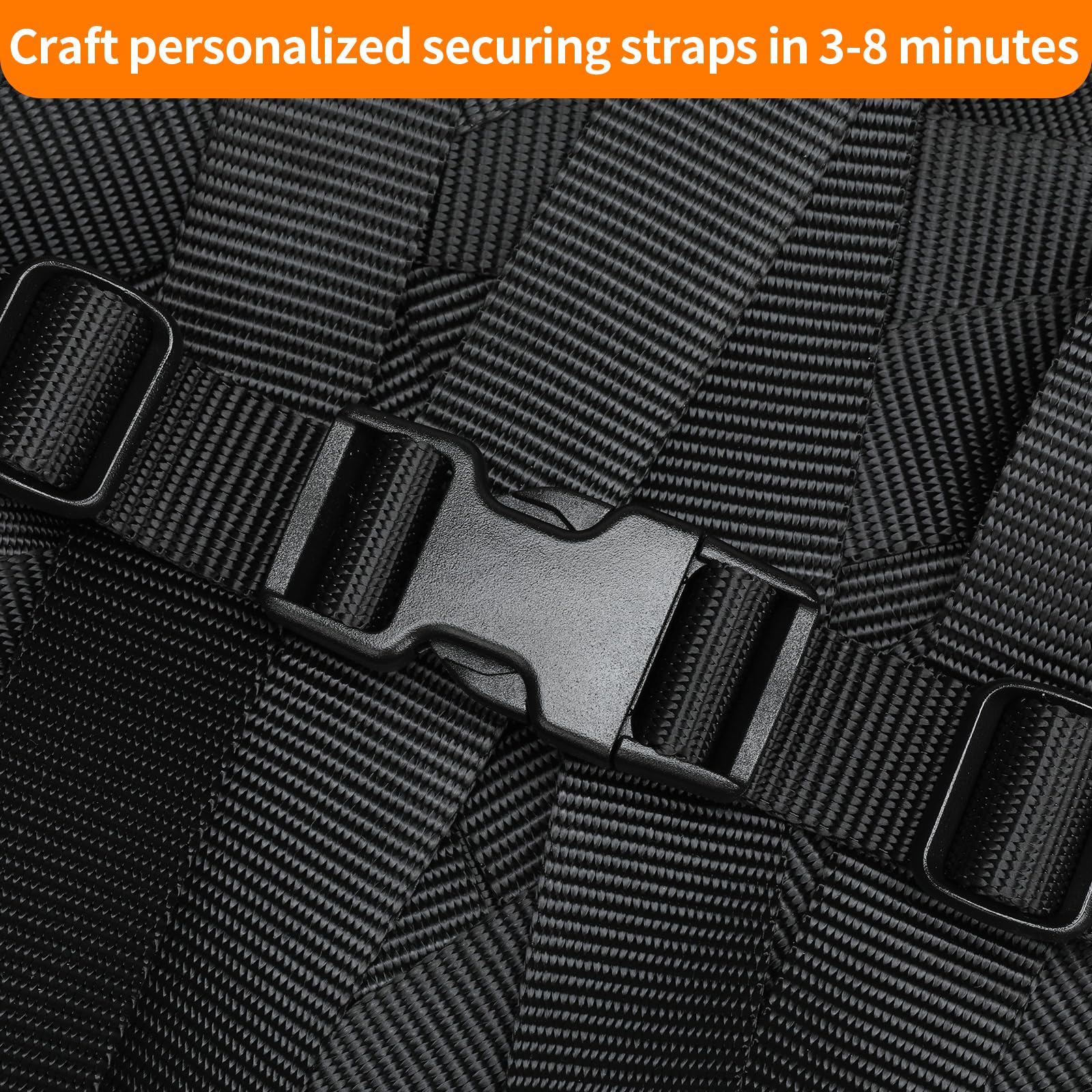 Buckles Strap 1 Inch: Nylon Webbing Straps 6 Yards, Quick Side Release Plastic Buckle Dual Adjustable 6 Pack, Tri-Glide Slide Clip 12 PCS, Metal D Rings 6 PCS, Heavy Duty, Black