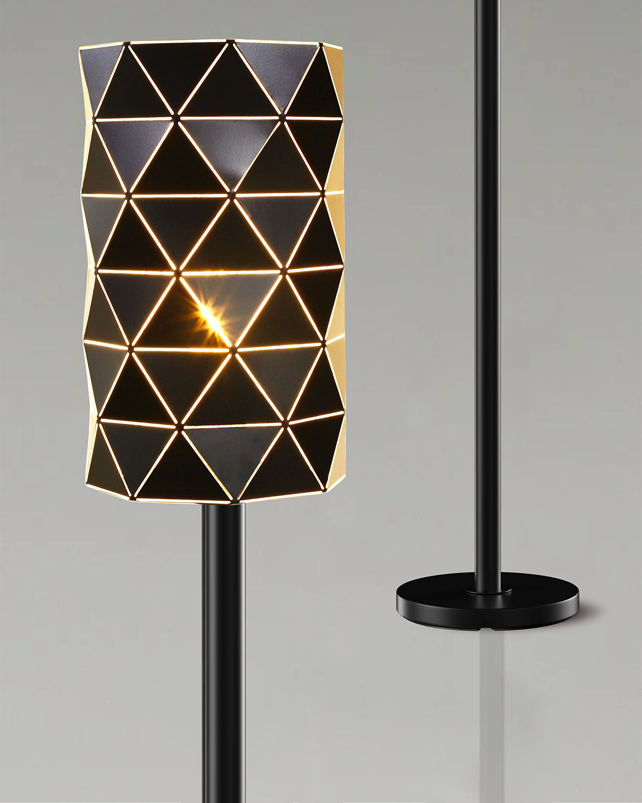 Yomony Phoebe Floor Lamp - Planet Series - Geometric Shade Black Standing Lamp
