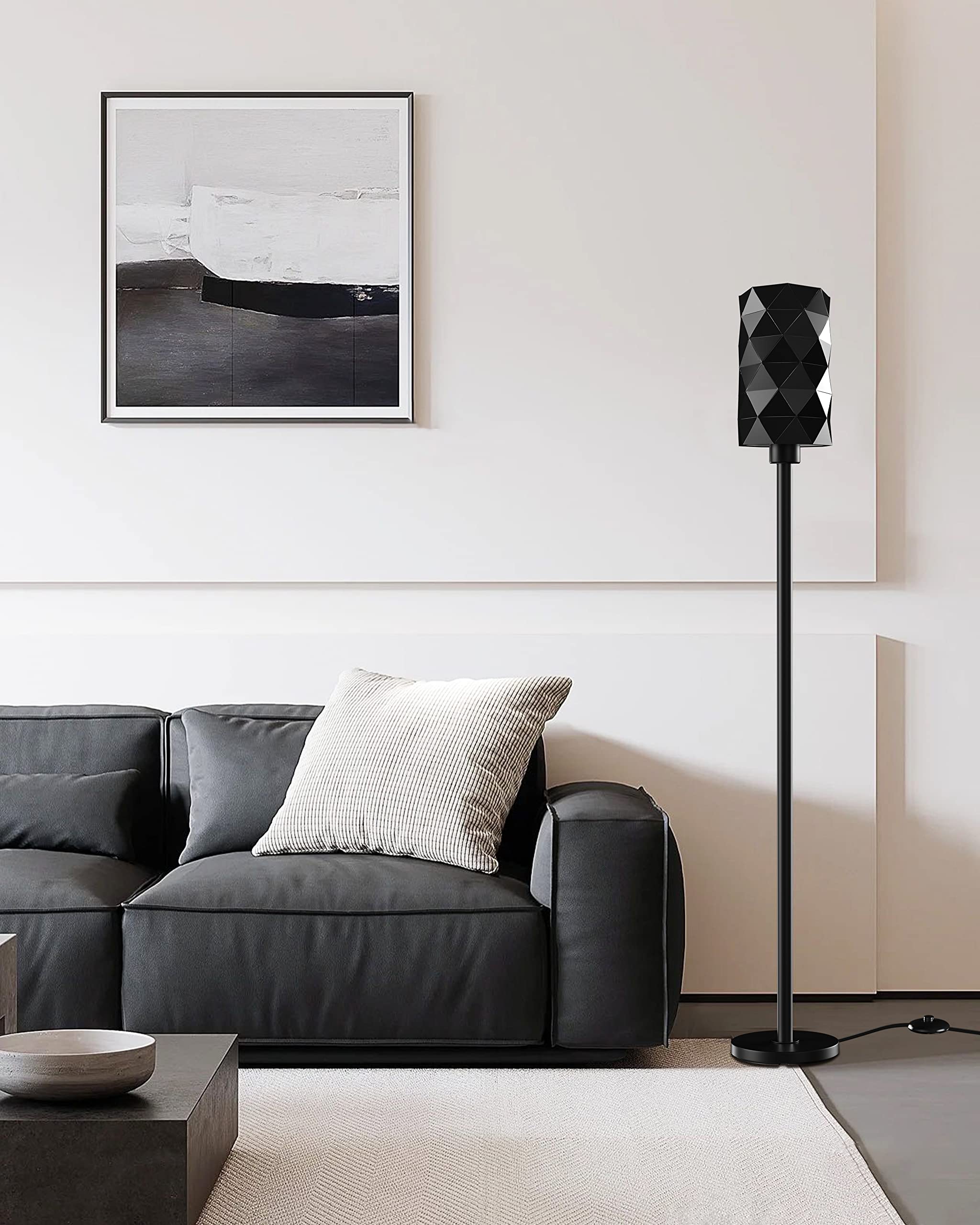 Yomony Phoebe Floor Lamp - Planet Series - Geometric Shade Black Standing Lamp