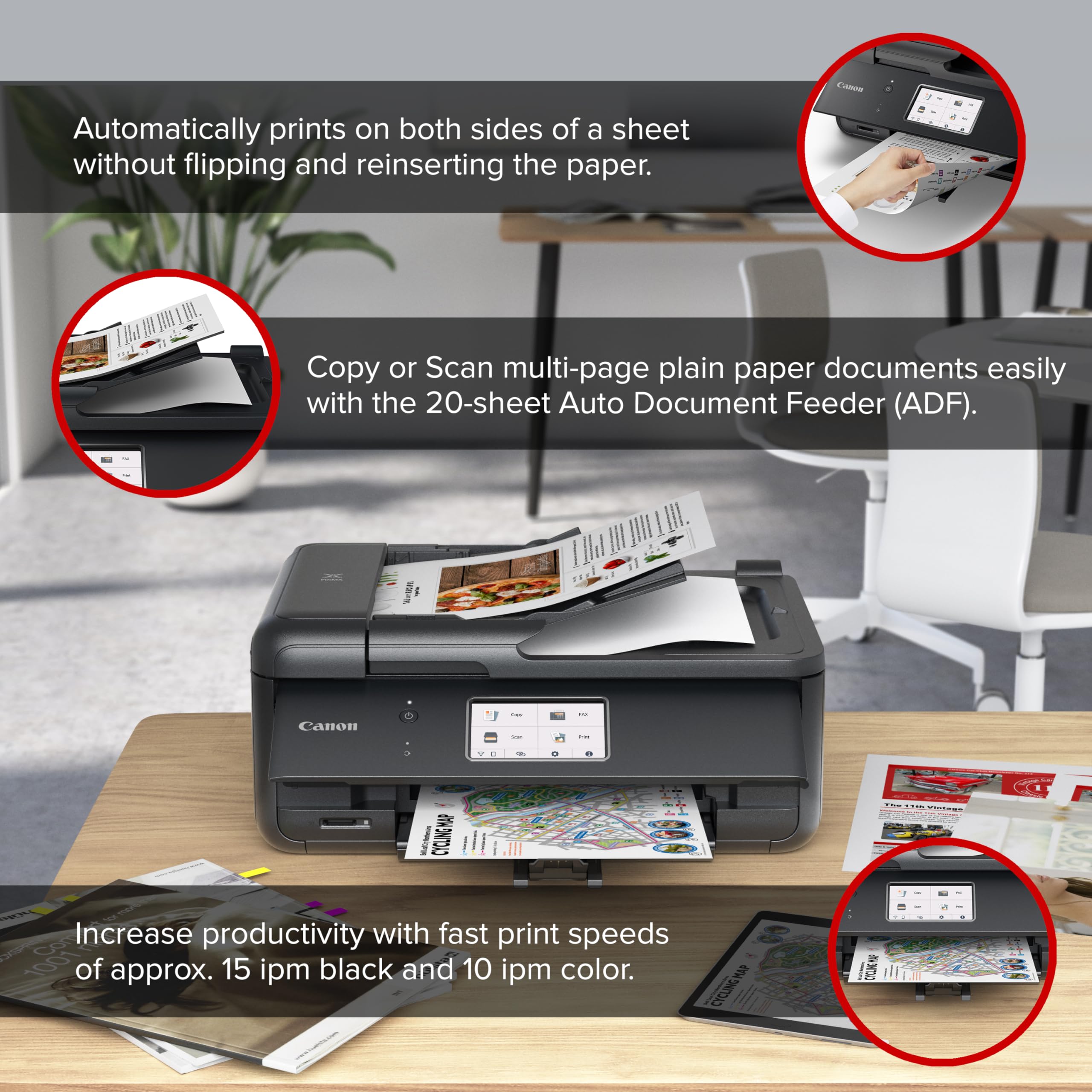 Canon TR8620a All-in-One Printer Home Office | Copier |Scanner| Fax |Auto Document Feeder | Photo and Document | Airprint (R) and Android, Black